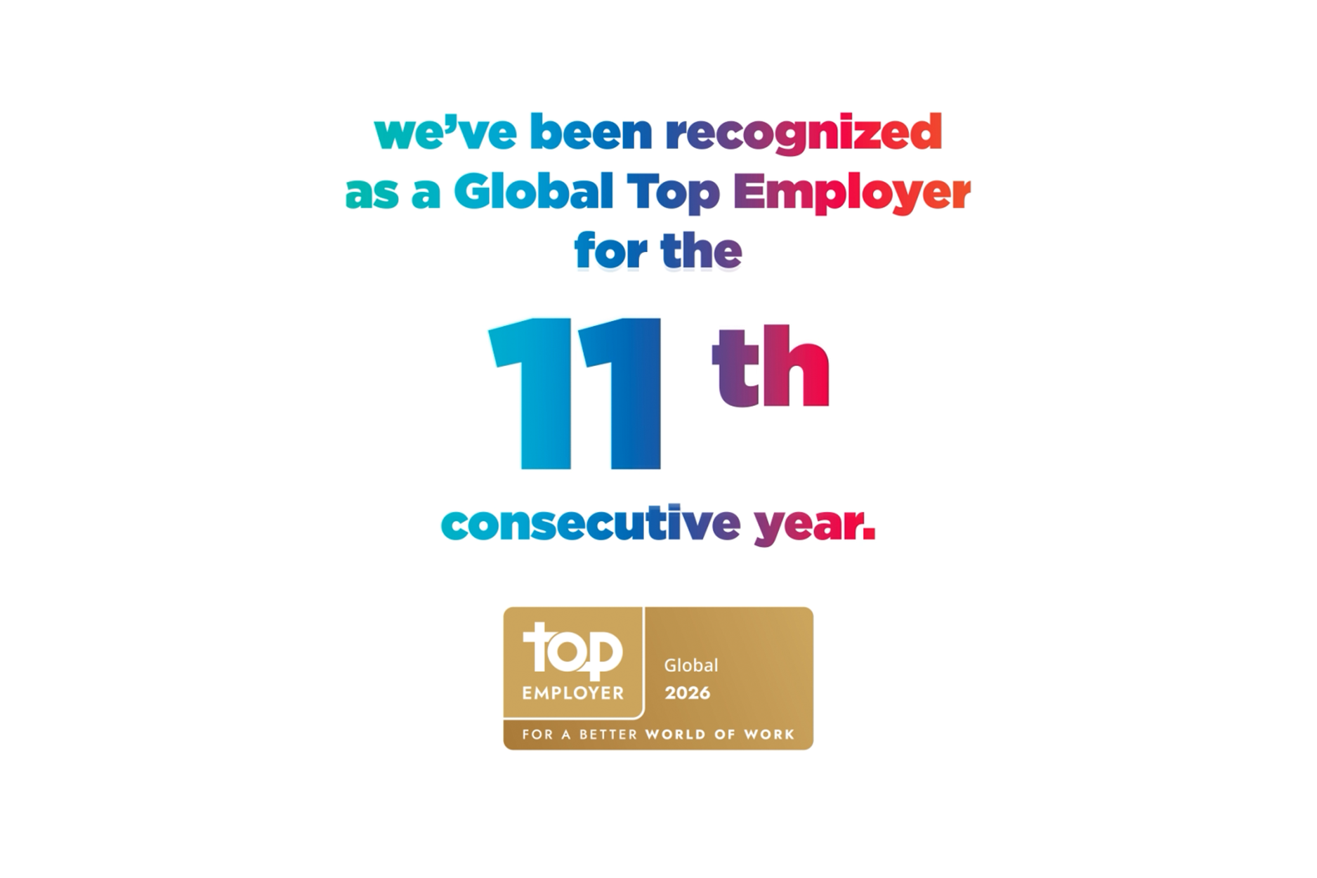 Opnieuw Global Top Employer voor de 11e keer op rij! | Weber Belgium